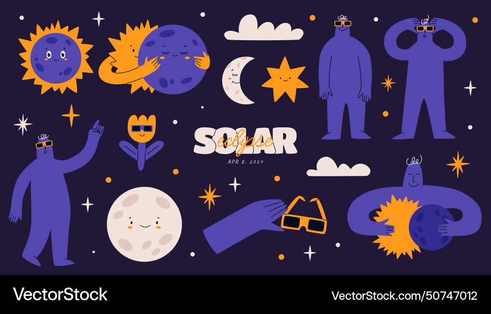 Solar eclipse set Royalty Free Vector Image - VectorStock