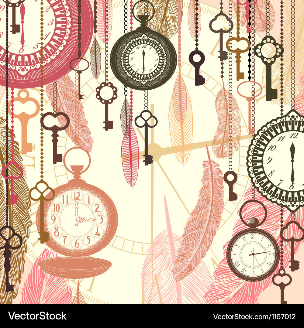Vintage background with pocket watches Royalty Free Vector