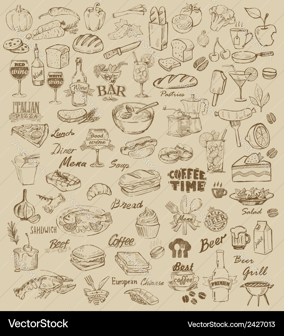 Food and meal Royalty Free Vector Image - VectorStock