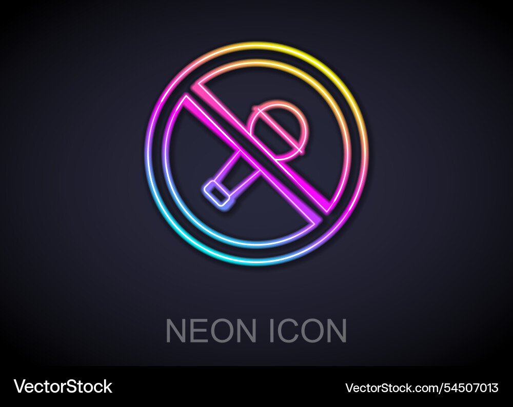 Glowing neon line mute microphone icon isolated Vector Image