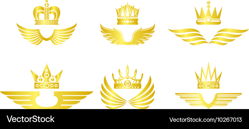 Golden crown with wings Royalty Free Vector Image