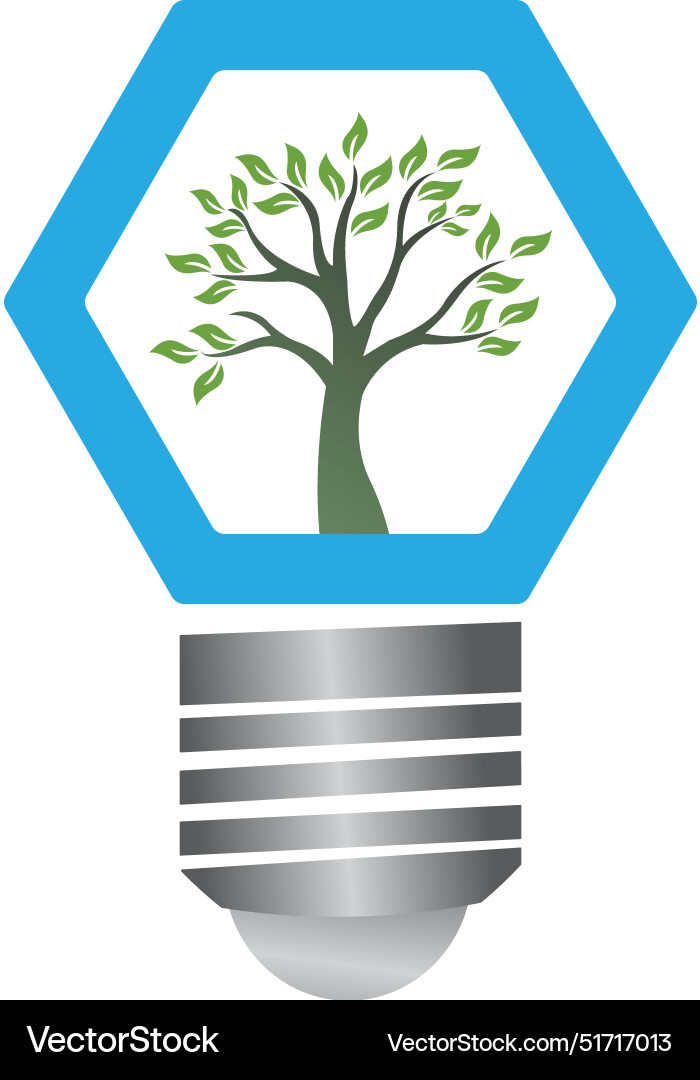 Green house logo and tree bulb landscape Vector Image