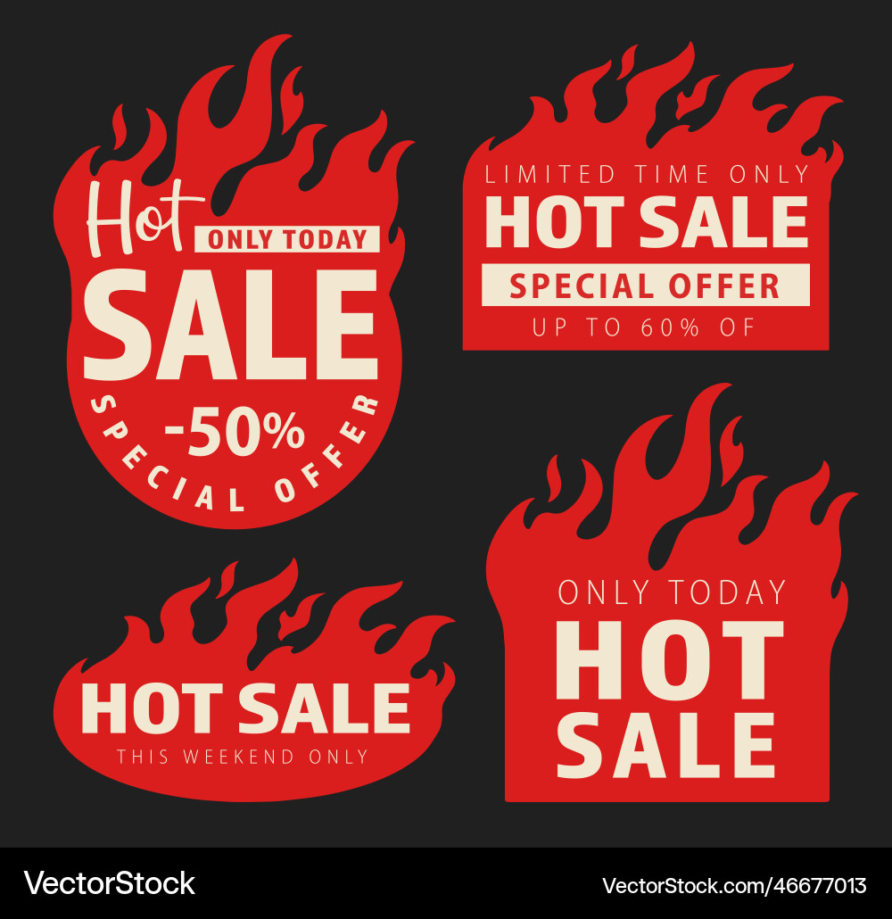Hot sale promotion set emblems Royalty Free Vector Image