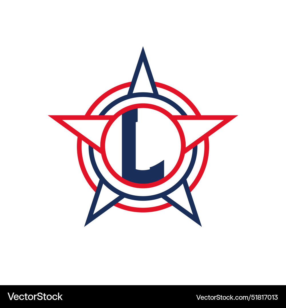 Letter l star logo design patriotic Royalty Free Vector