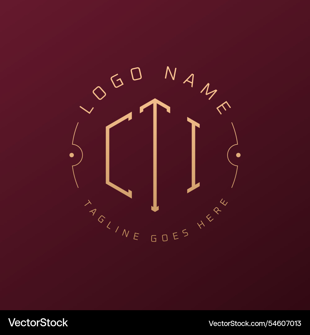 Luxury cti logo design elegant letter Royalty Free Vector