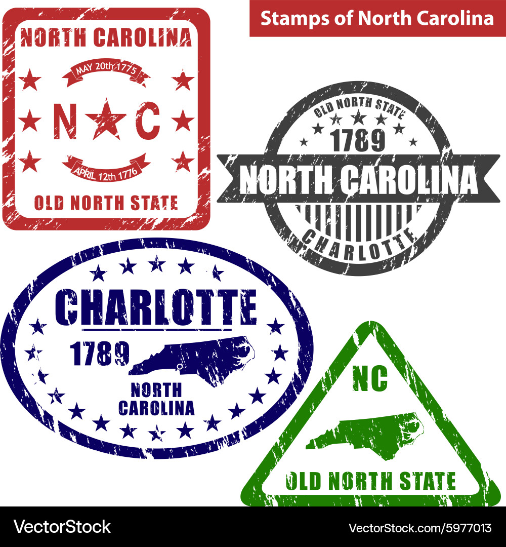 North Carolina State Stamps - Old North State Vector Image