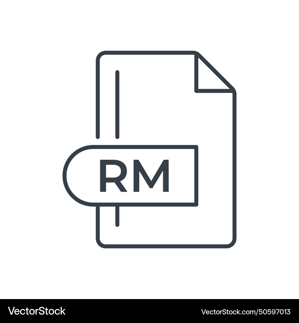 Rm file format icon extension line Royalty Free Vector Image
