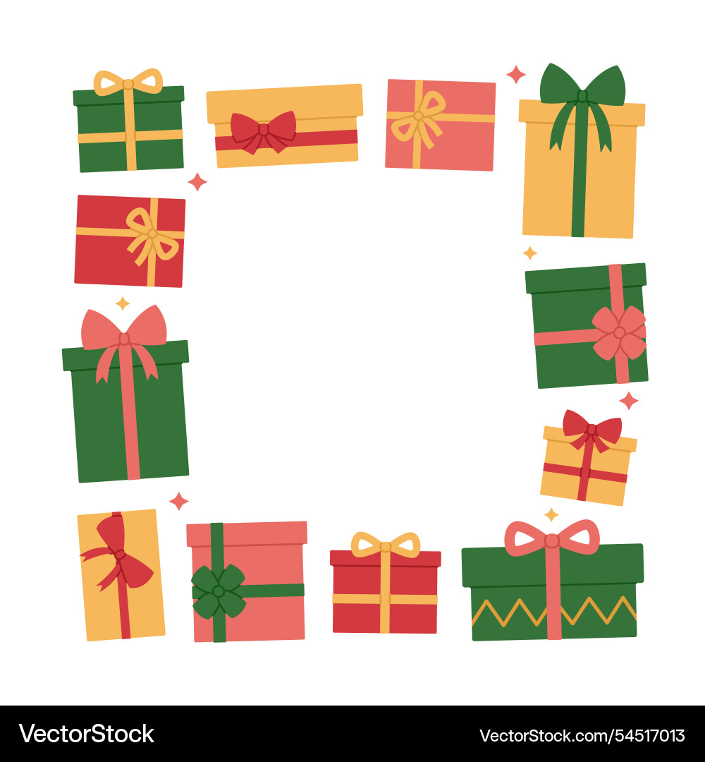Square frame made from colorful gift boxes Vector Image