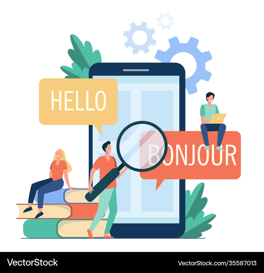 Translating app on mobile phone Royalty Free Vector Image