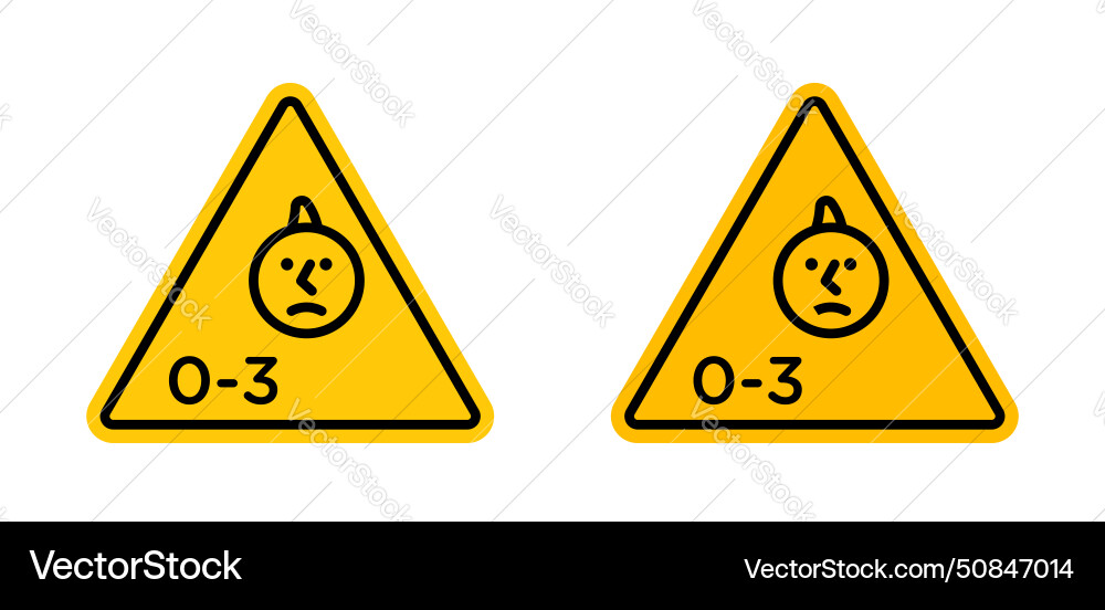 Age warning sign icon set caution for Royalty Free Vector