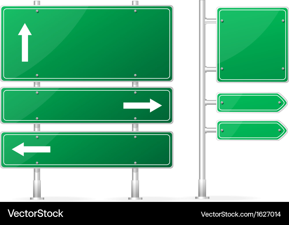 Blank green road sign Royalty Free Vector Image