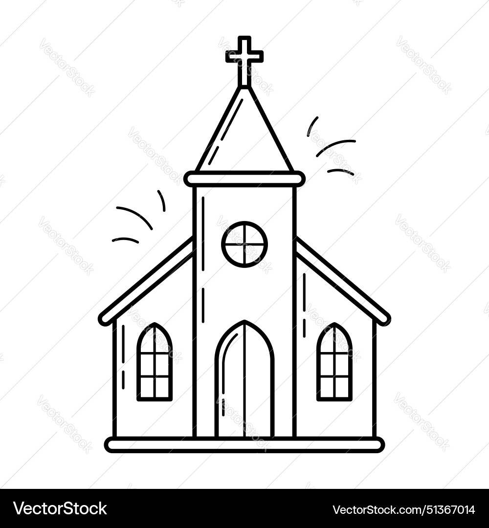 Church for the wedding simple linear hand drawn Vector Image