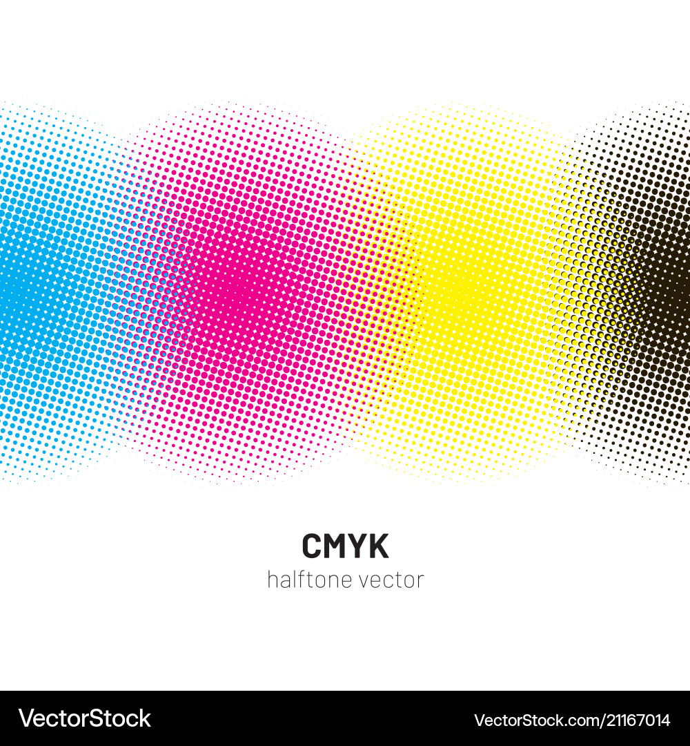 Cmyk halftone rounds background Royalty Free Vector Image