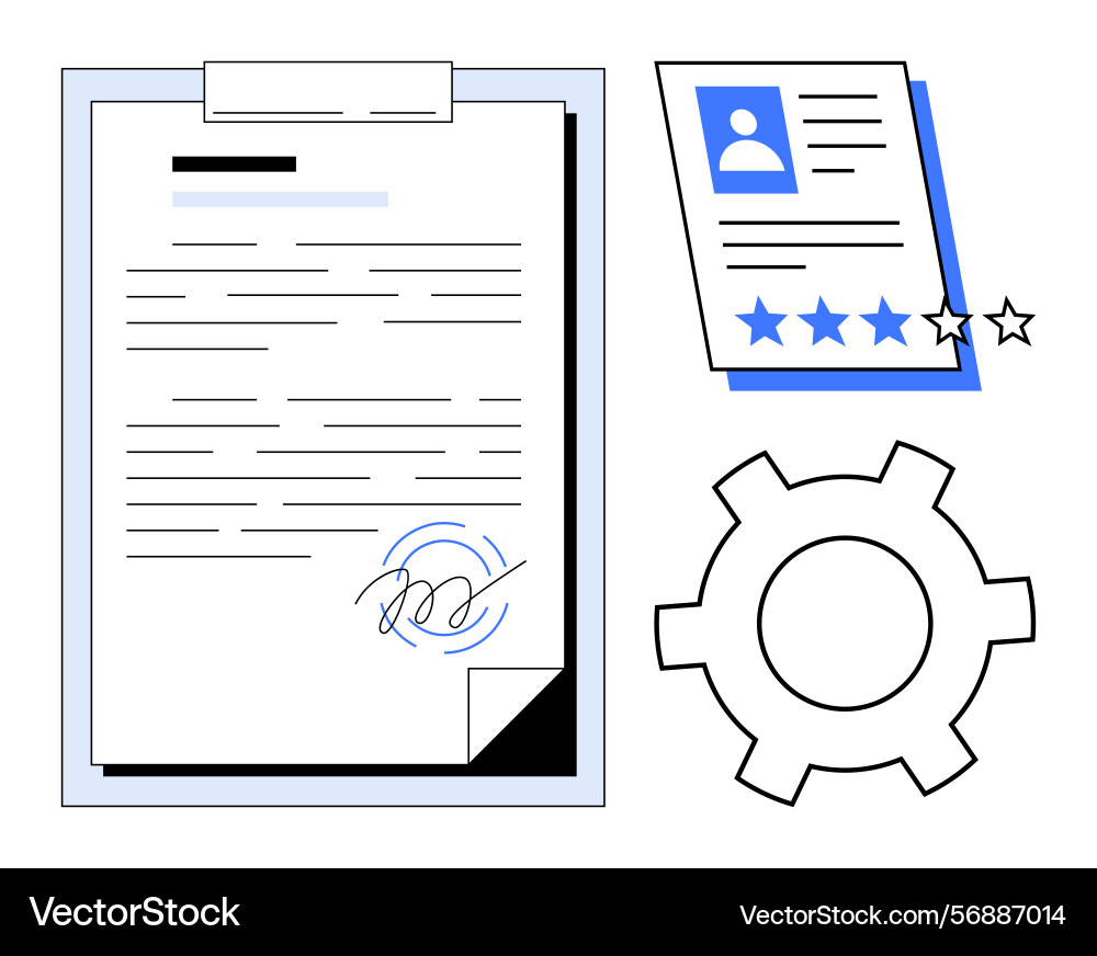 Document with signature profile evaluation and Vector Image