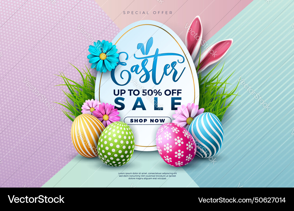 Easter sale with color painted egg Royalty Free Vector Image