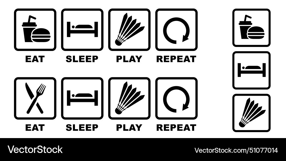 Eat sleep play and repeat badminton Royalty Free Vector