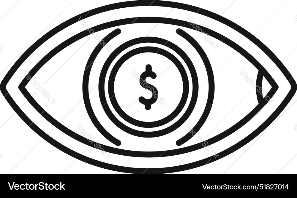 Human eye looking for money icon thin line Vector Image