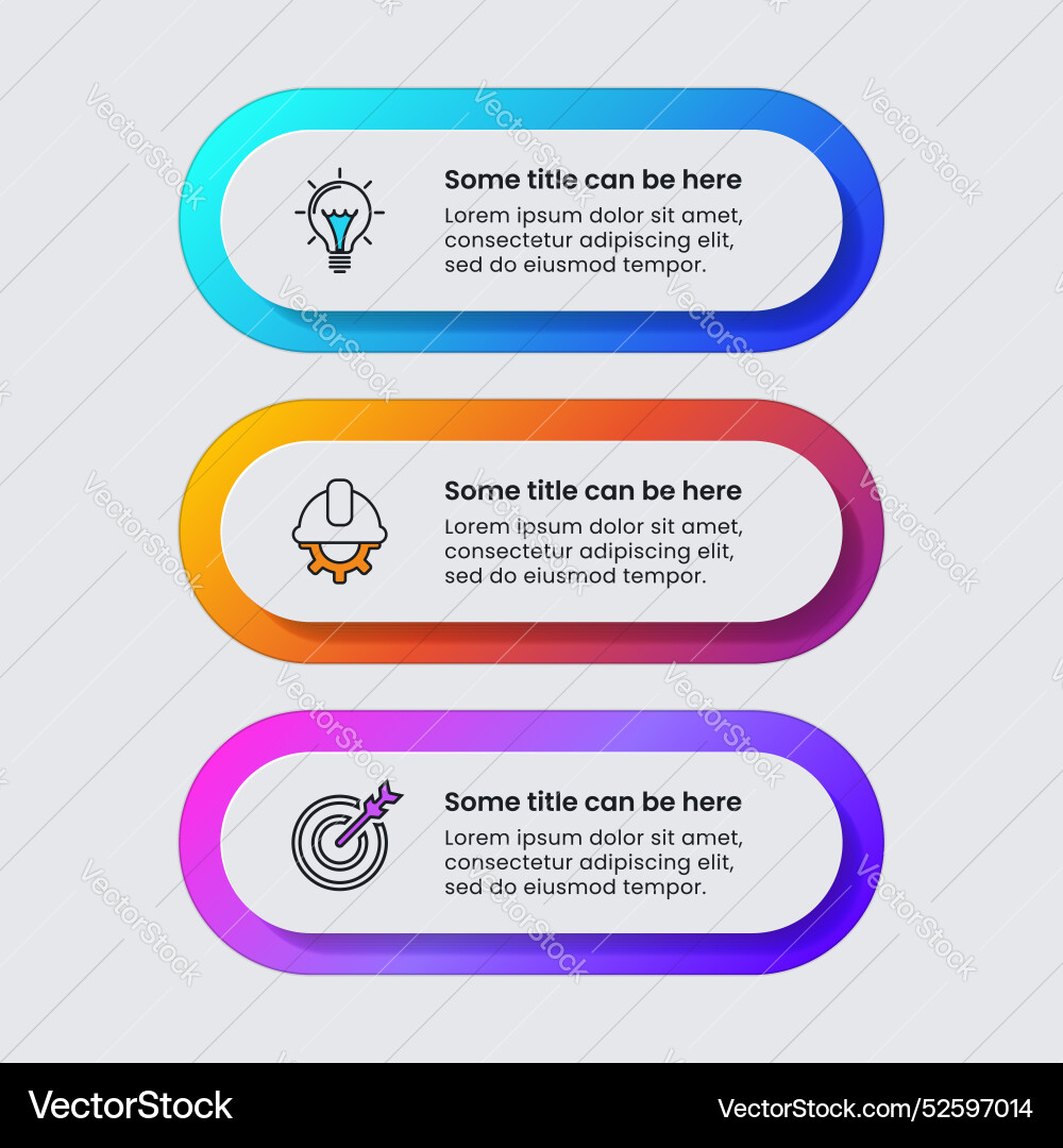 Infographic template 3 rounded banners with icons Vector Image