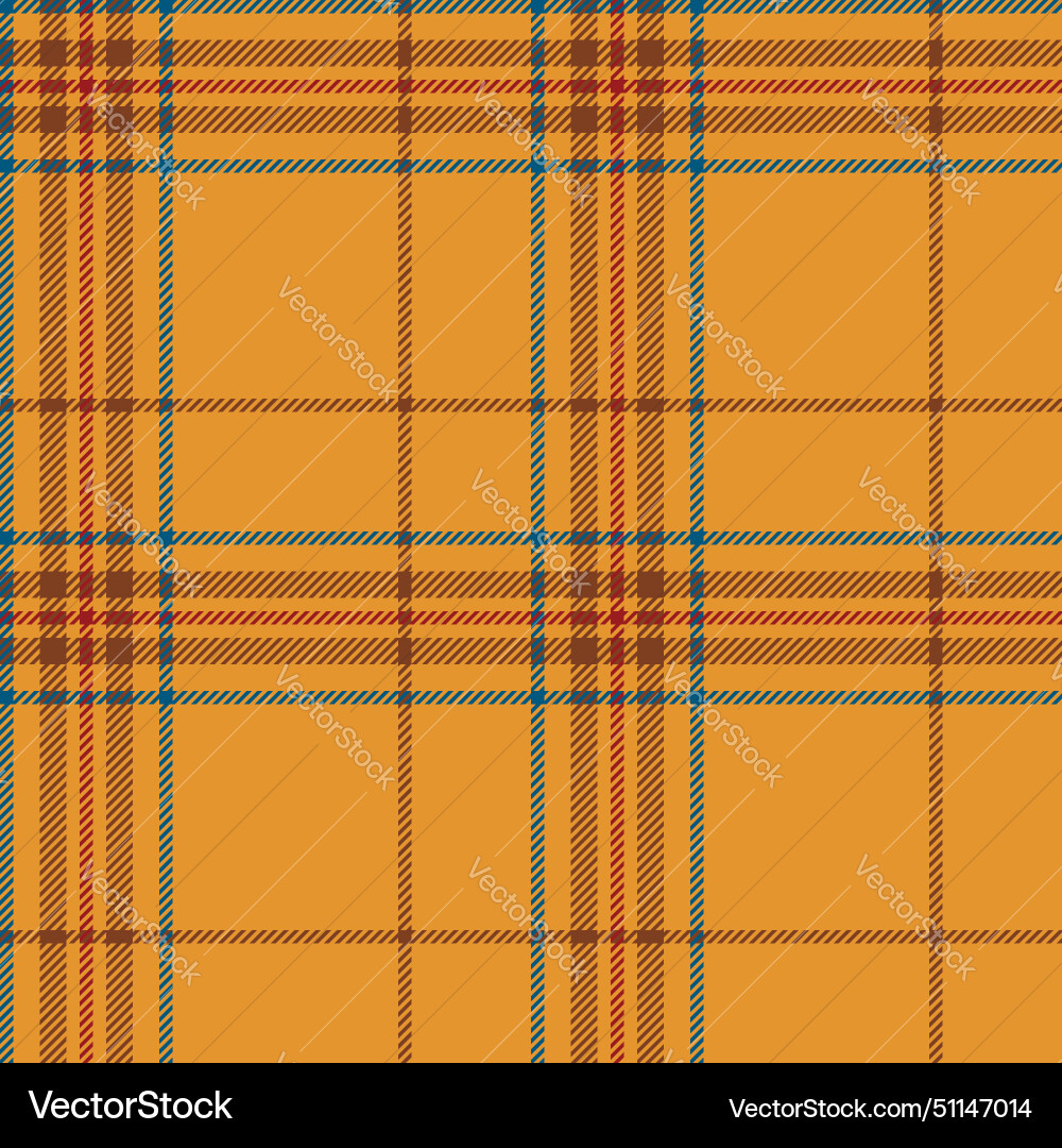 Plaid seamless pattern in orange check fabric Vector Image