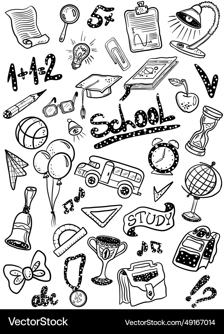 Studying at school sketch doodle background Vector Image