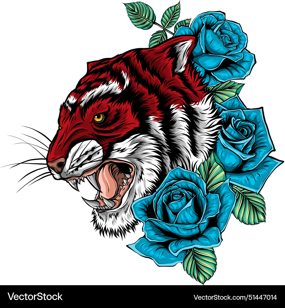 Tiger head in detailed style Royalty Free Vector Image