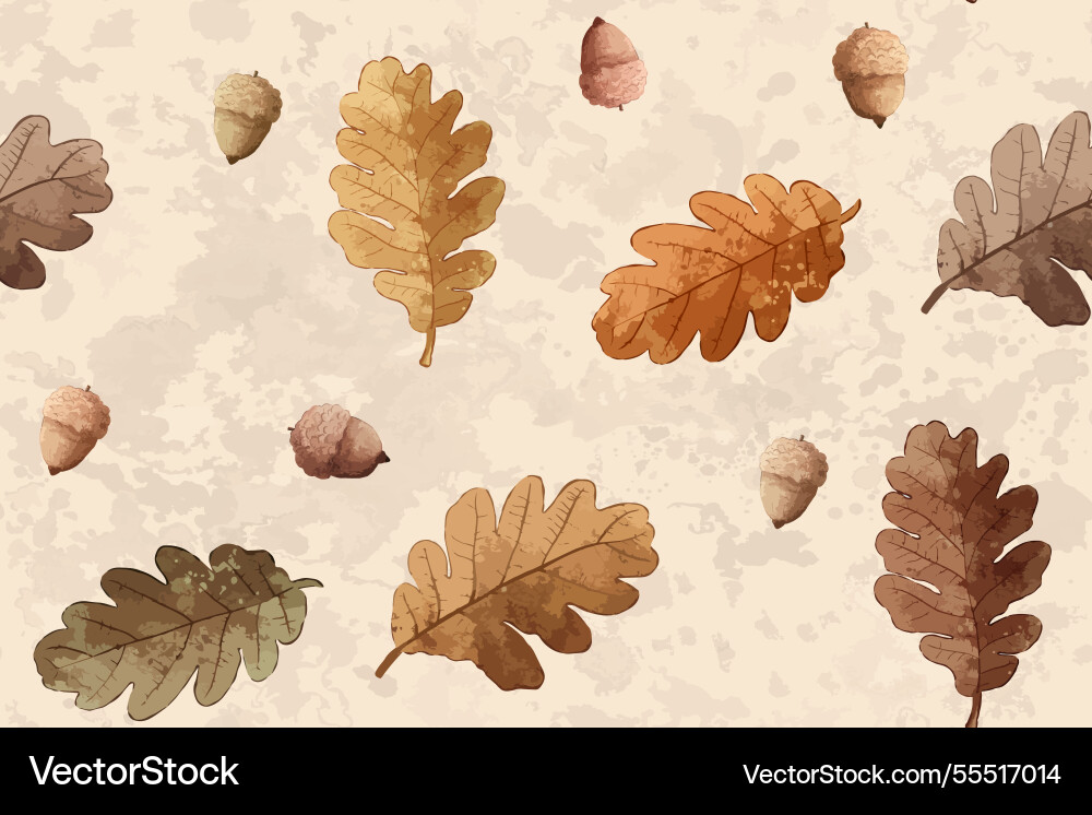 Watercolor Acorn Pattern - Seamless Royalty Free Vector