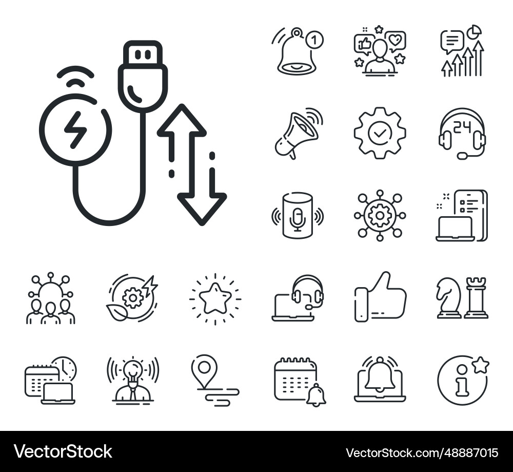Charging cable line icon mobile accessories sign Vector Image