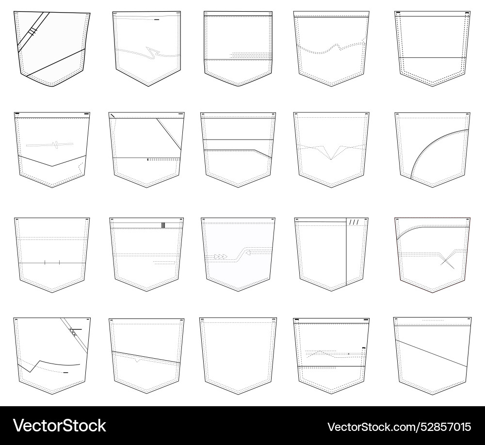 Different types of garment pockets flat sk Vector Image