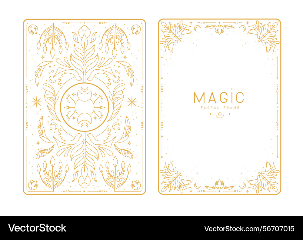 Magic frames or cards with floral ornament Vector Image