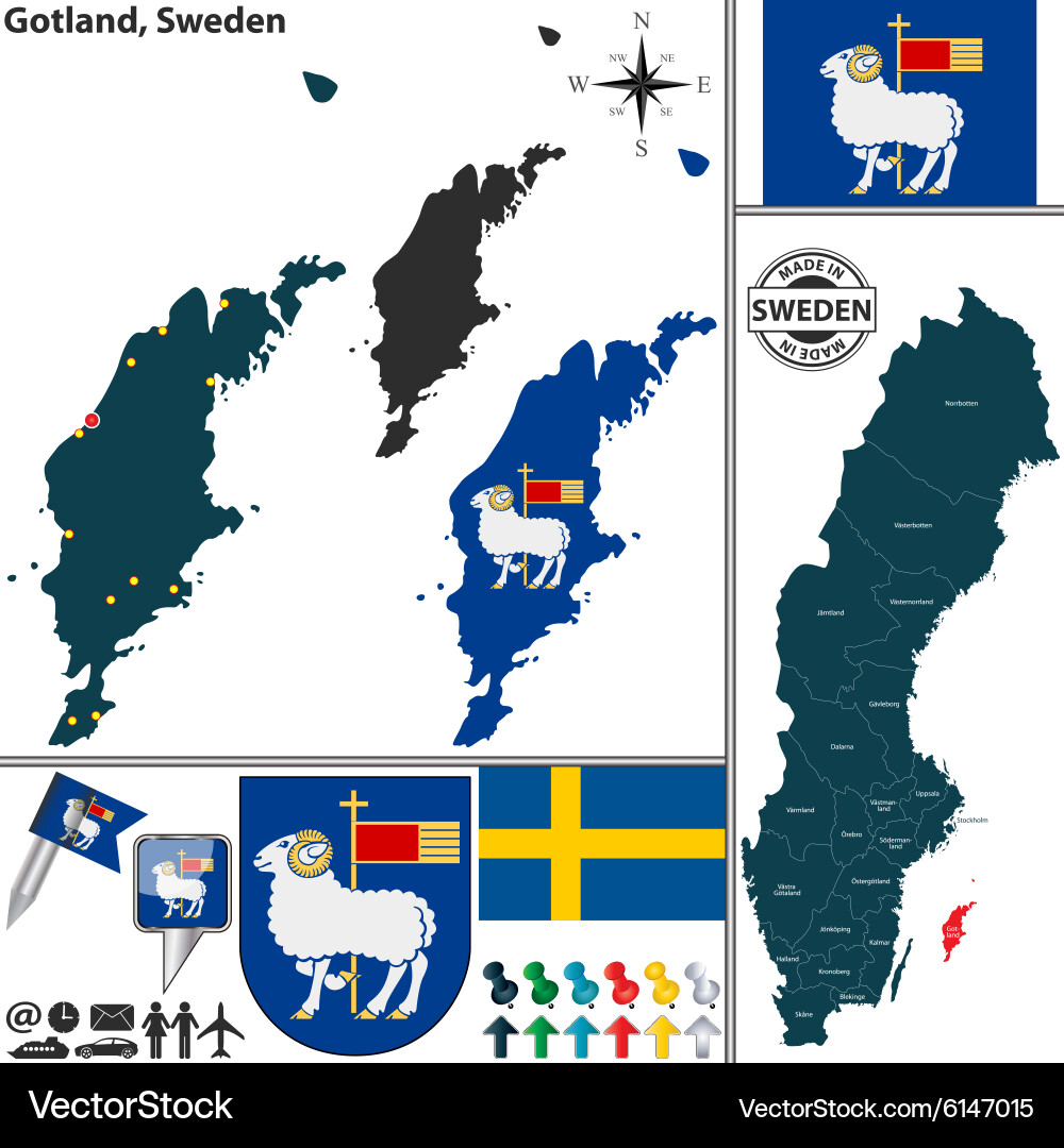 Map of Gotland, Sweden Royalty Free Vector Image
