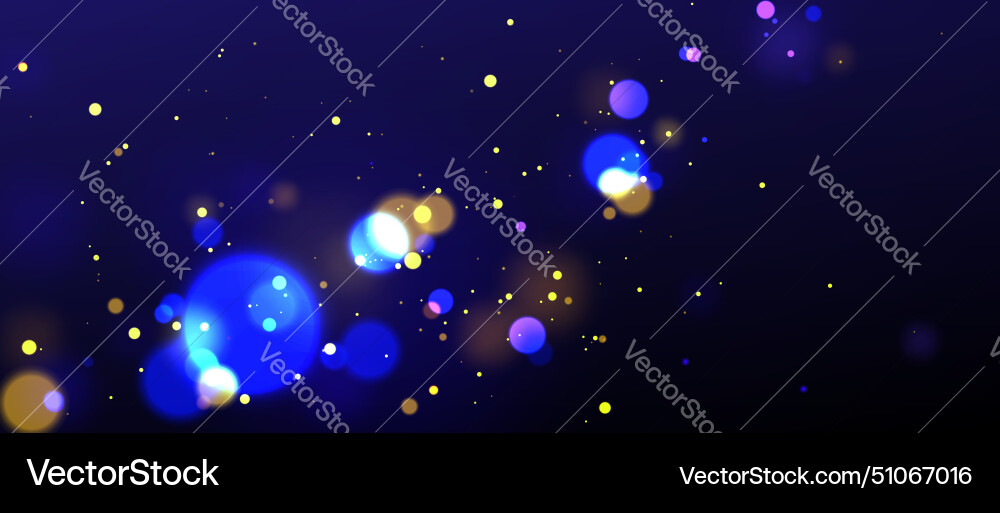 Blue gold and red bokeh background with glitter Vector Image