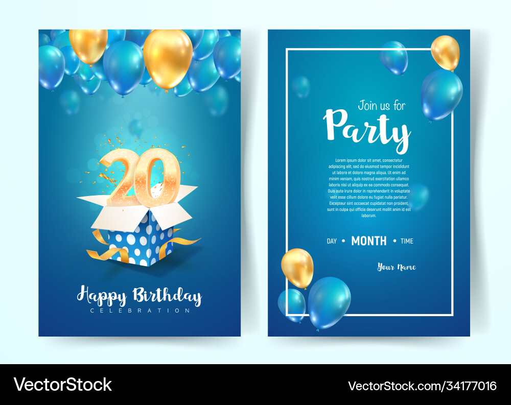 Celebration 20th years birthday Royalty Free Vector Image