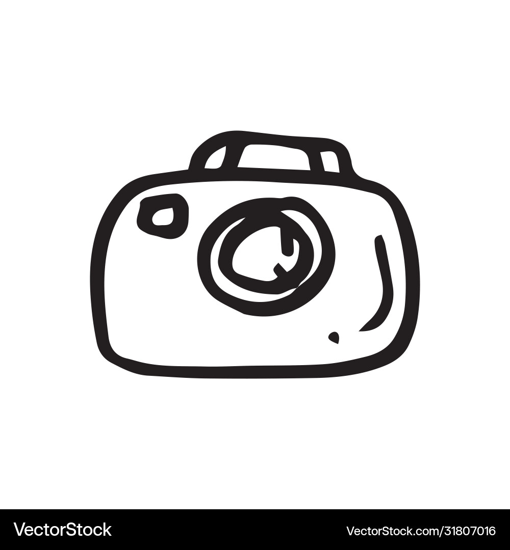Hand drawn camera symbol doodle icon Royalty Free Vector