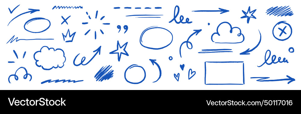 Line text highlight blue hand drawn pen brush Vector Image