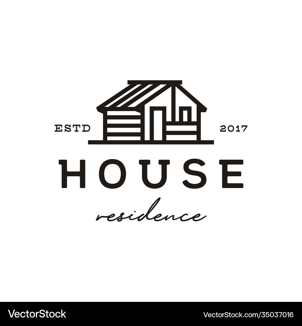 Minimalist Line Art House Logo Royalty Free Vector Image