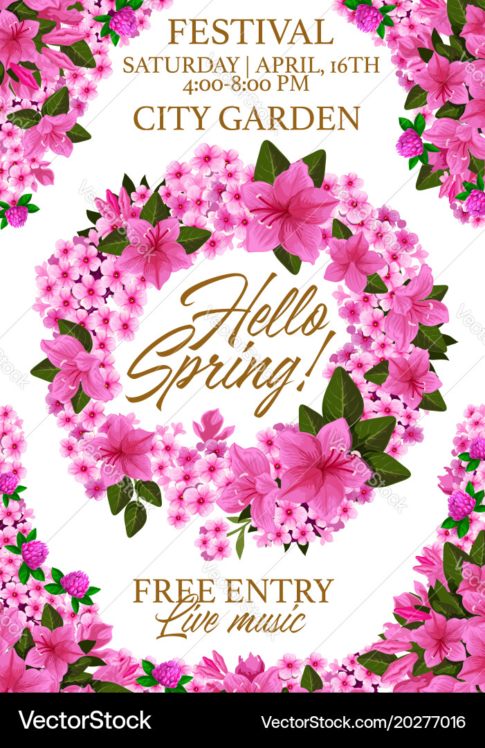 Springtime festival flowers poster Royalty Free Vector Image