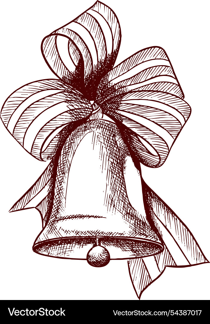 A sketch of bell with bow Royalty Free Vector Image