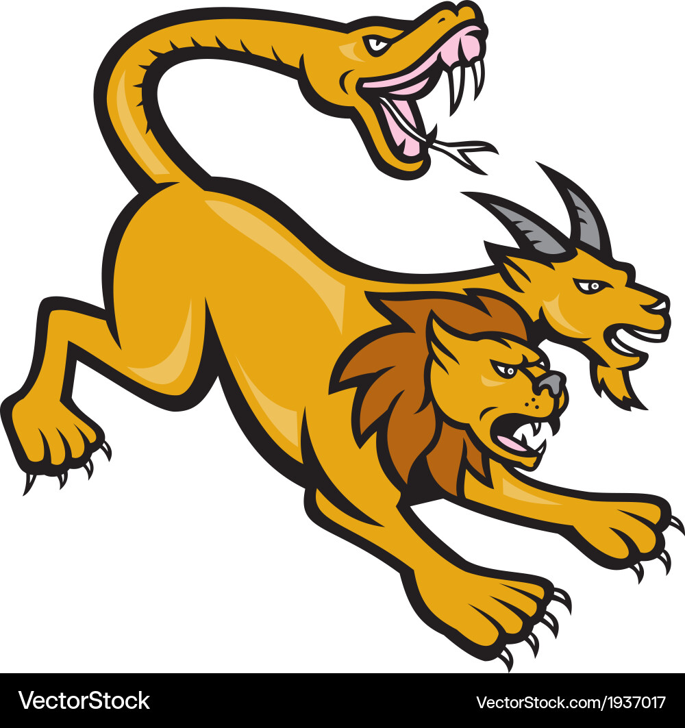 Chimera attacking side cartoon Royalty Free Vector Image