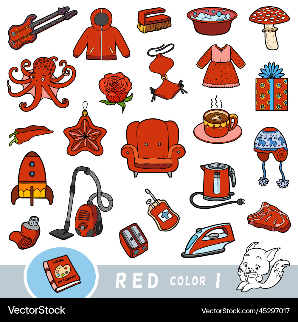 Colorful set of red color objects visual Vector Image