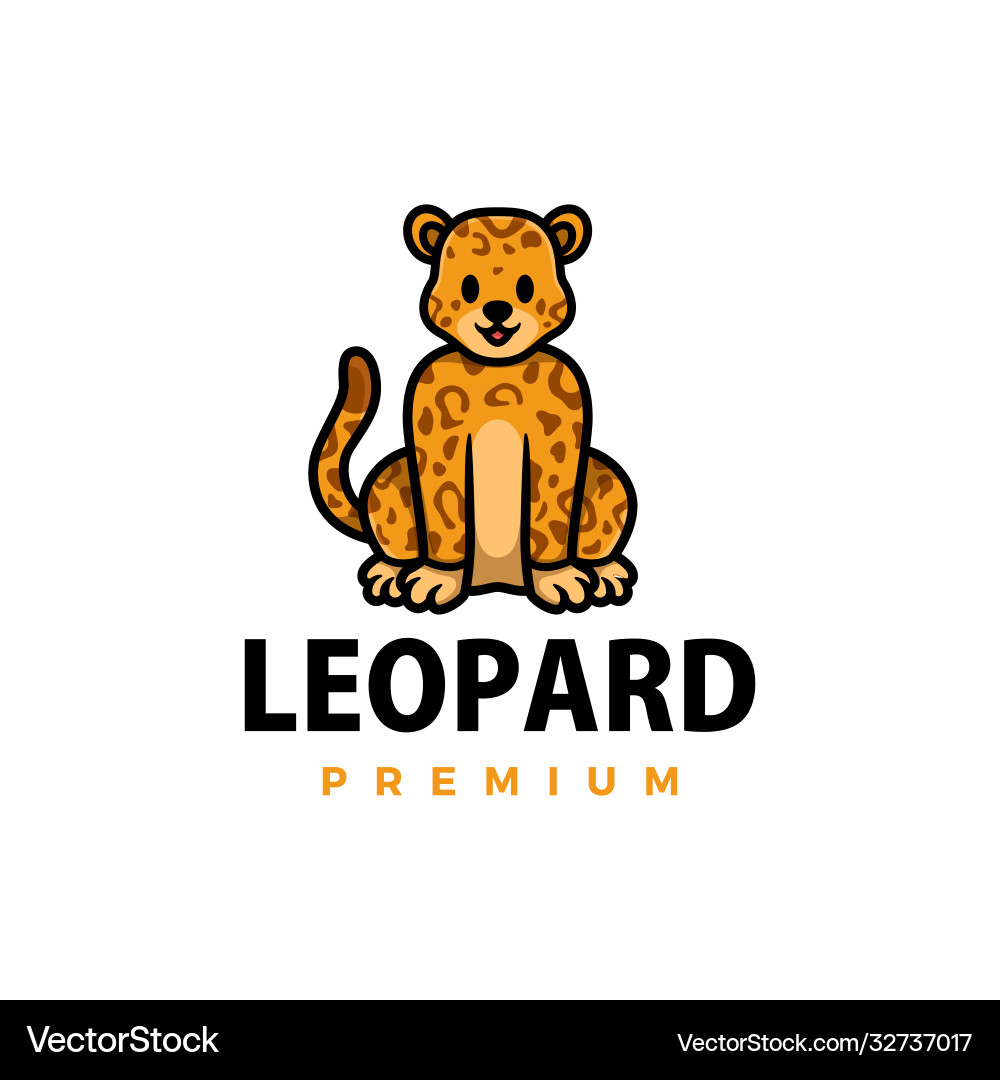 Cute Leopard and Cheetah Cartoon Logo Royalty Free Vector