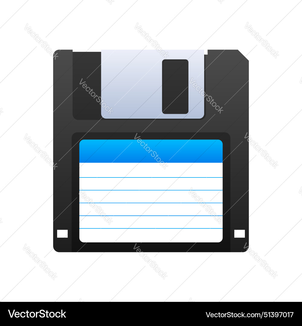 Floppy disk on white background hd diskette old Vector Image
