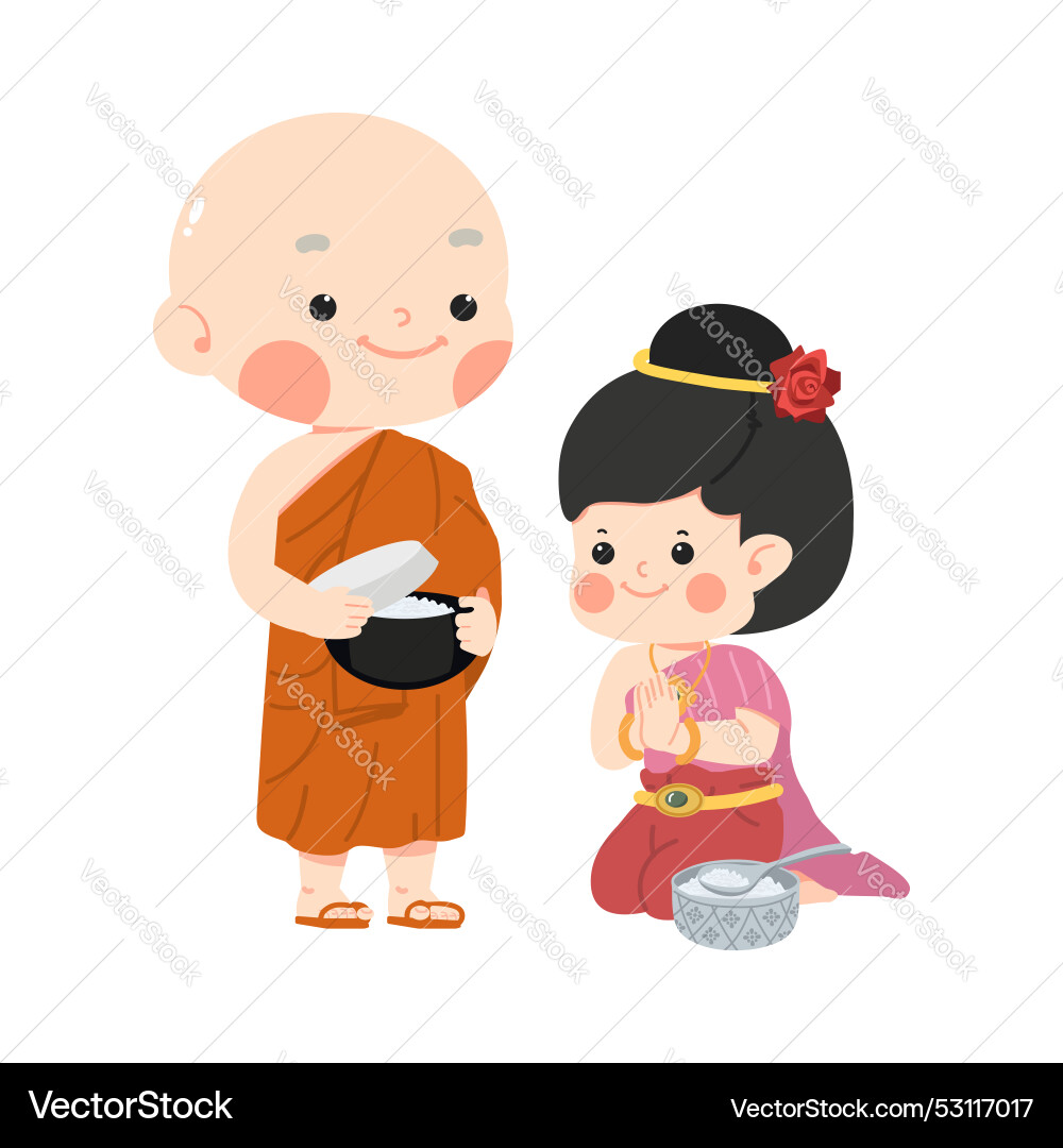 Girl buddhist to do good things make merit Vector Image