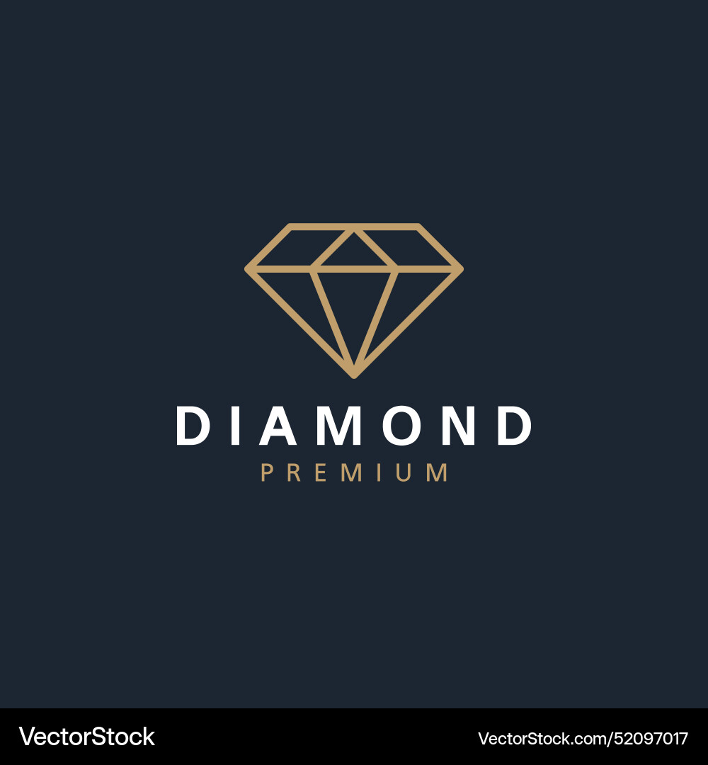 Luxury diamond line art logo design Royalty Free Vector