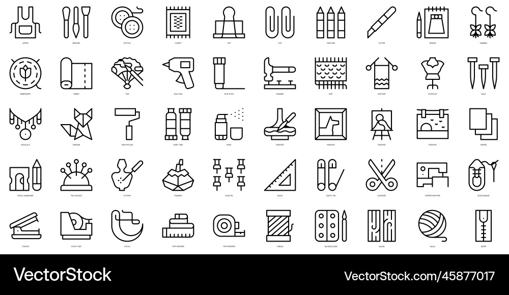 Set of thin line crafting icons Royalty Free Vector Image