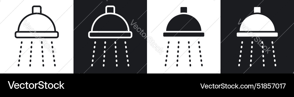 Shower down icon set in black and white filld Vector Image