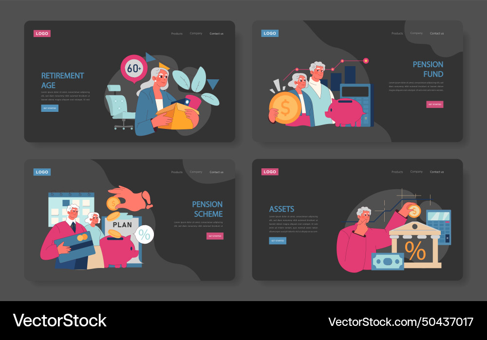 Strategic retirement planning set Royalty Free Vector Image