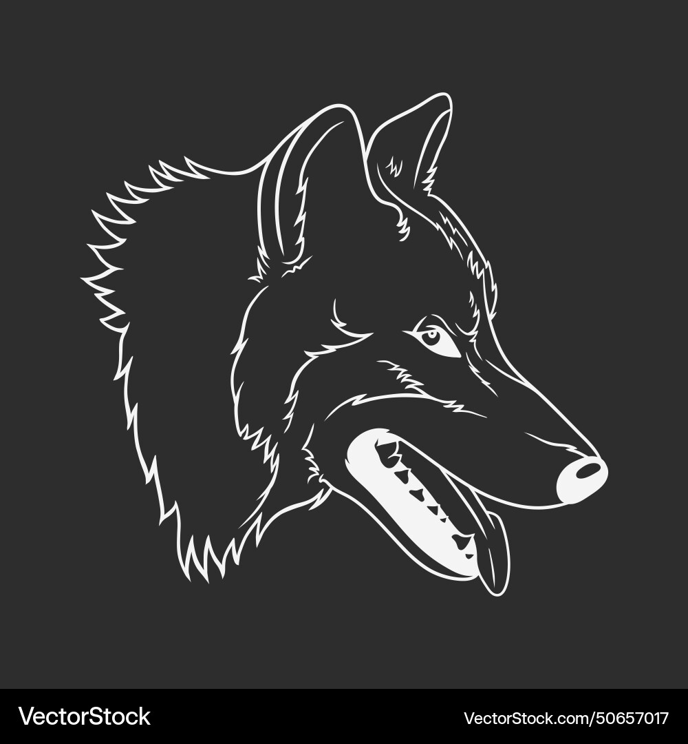 Wolf line art on black background Royalty Free Vector Image