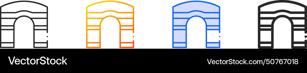 Arch iconthin linear gradient blue stroke Vector Image