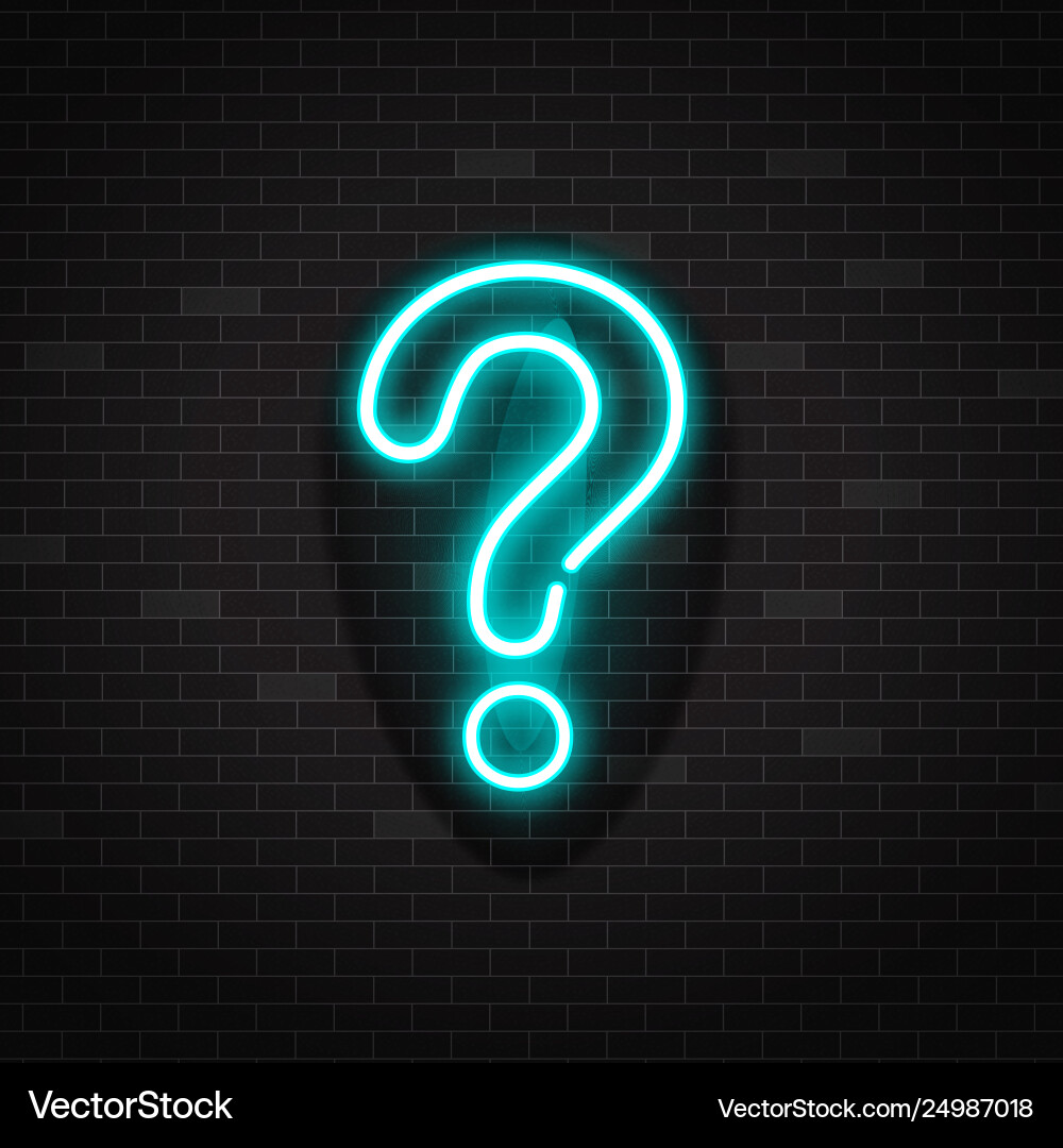Blue glowing outline neon question mark or sign Vector Image