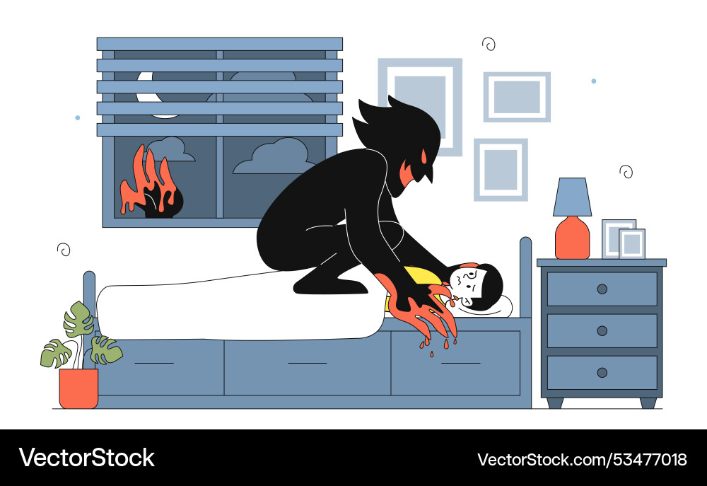Boy with sleep paralysis young guy woke up Vector Image